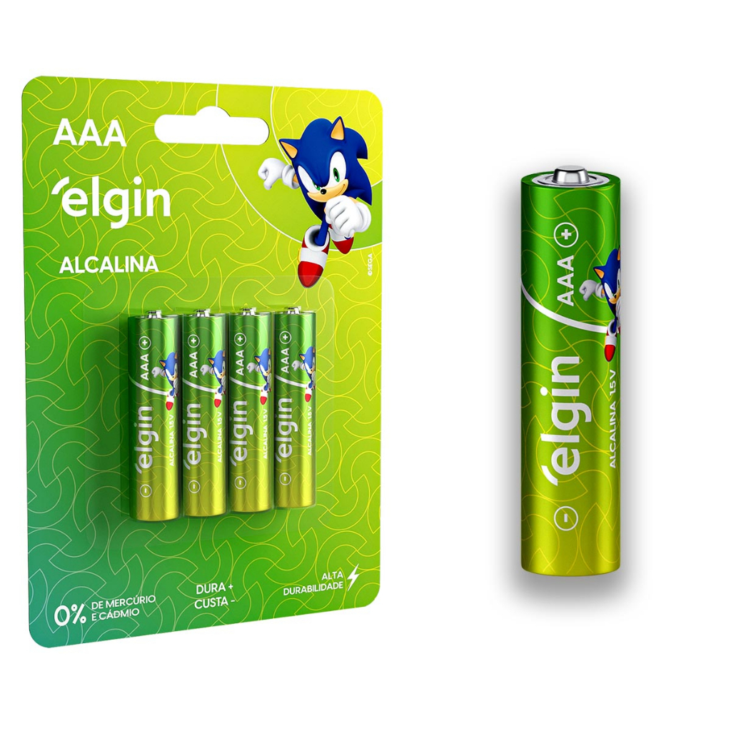 Pilha Alcalina AAA Elgin Bateria 3A Palito 4 unidades | Shopee Brasil
