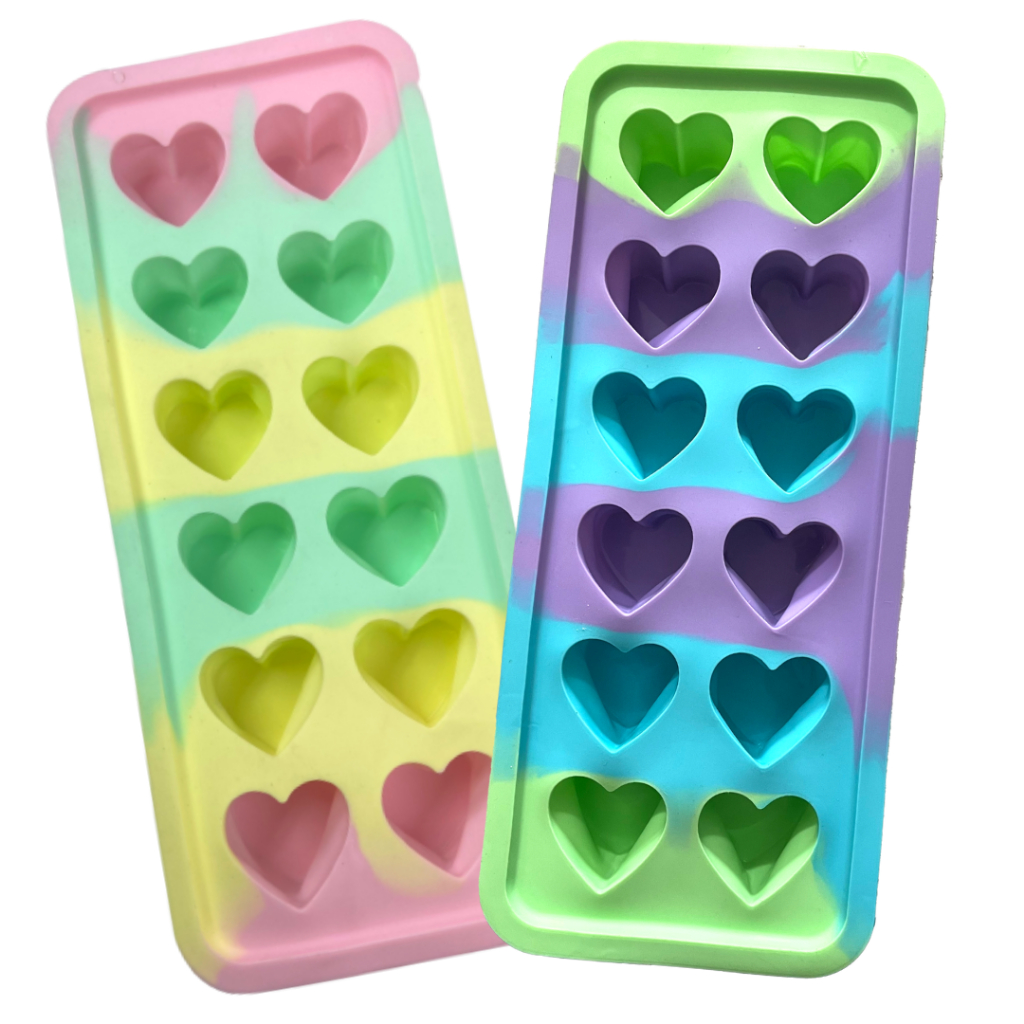 3 Formas de Silicone para Gelo ou Chocolate Formato Coração Tie Dye ...