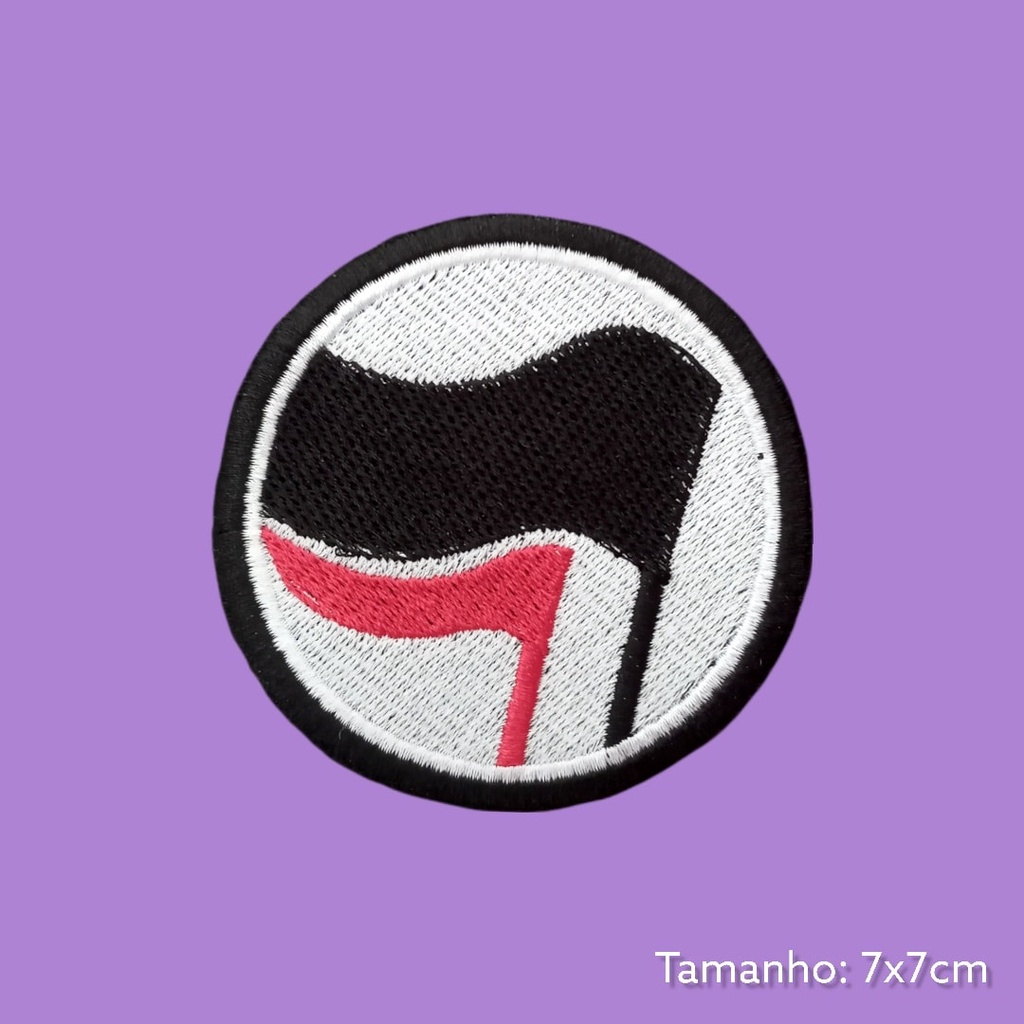 Patch Aplique Bordado termocolante Bandeira Antifa Antifascista ...