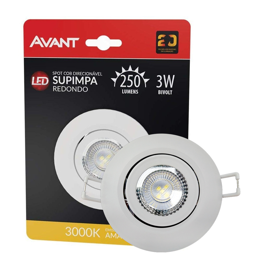 Spot Led Embutir 3W Redondo Branco Quente 3000k Bivolt Avant | Shopee ...