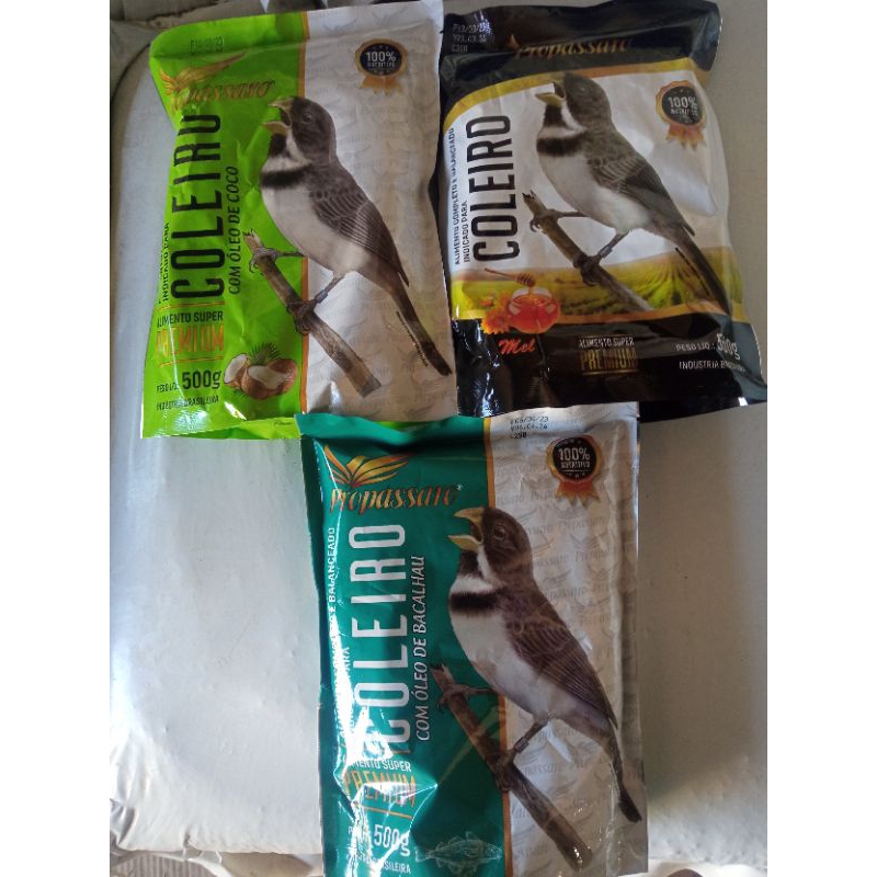 kit 3 mistura para coleiro 500gramas óleo de bacalhau coco e mel ...