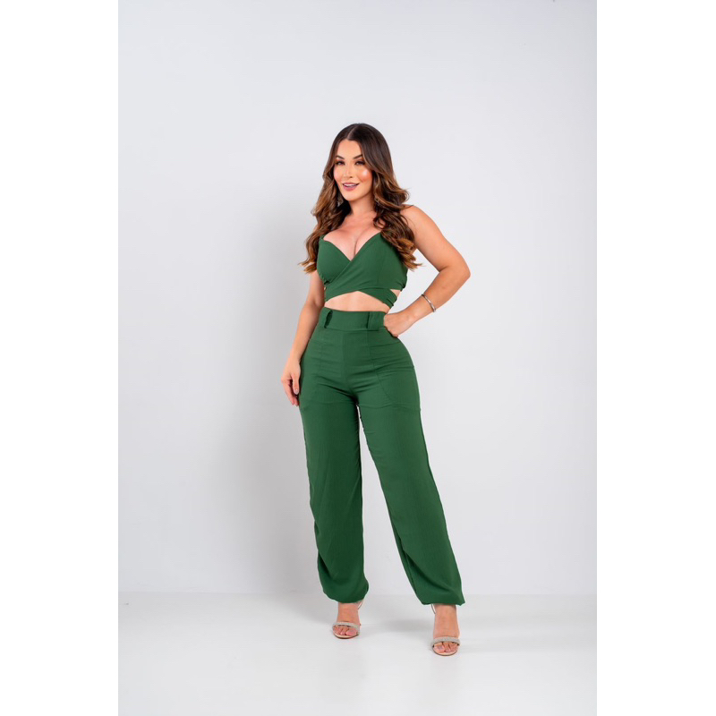 Conjunto Feminino Calça e Cropped | Shopee Brasil