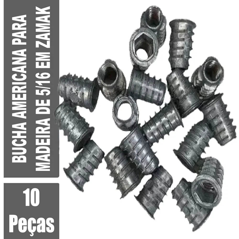 10 Un - Bucha Americana Para Madeira 5/16 x 19mm - Fabio Ferragens | Shopee Brasil