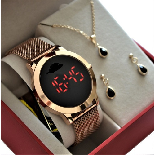 Relogio Feminino Digital Rose Magnetica C/ Brinco e caixa 8788 | Shopee ...