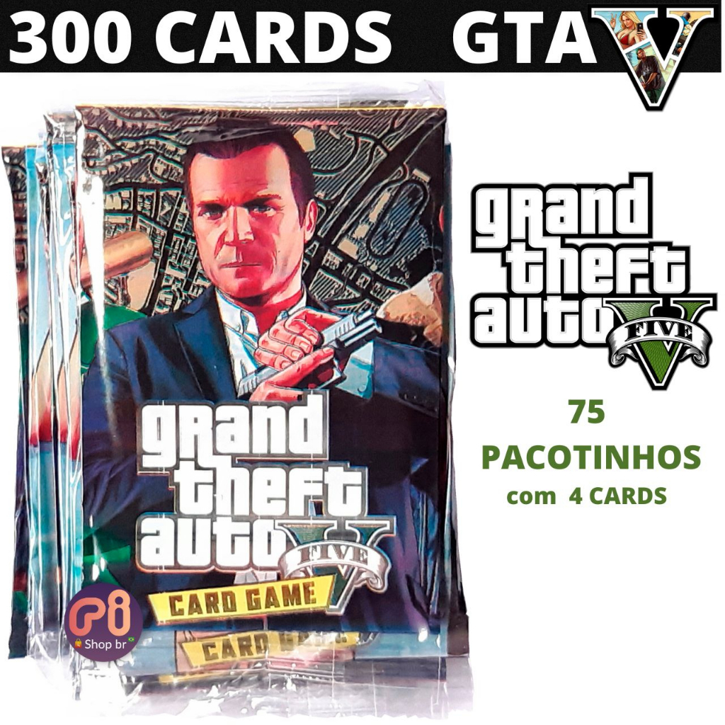 Kit Com 300 Cards Gta V Grand Theft Auto = 75 Pacotinhos Com 4 ...