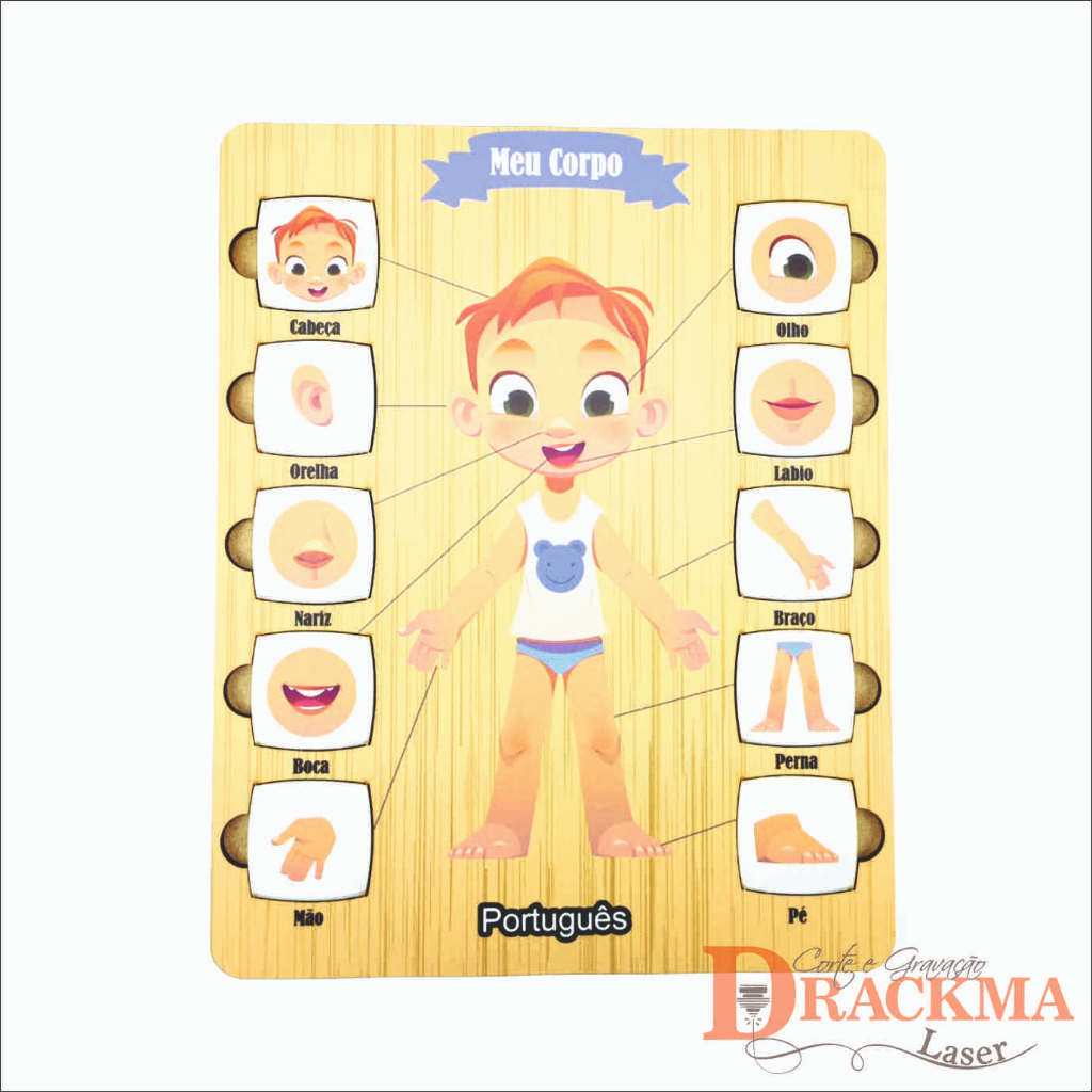 Jogo educativo partes do corpo humano Menina ou Menino português ...