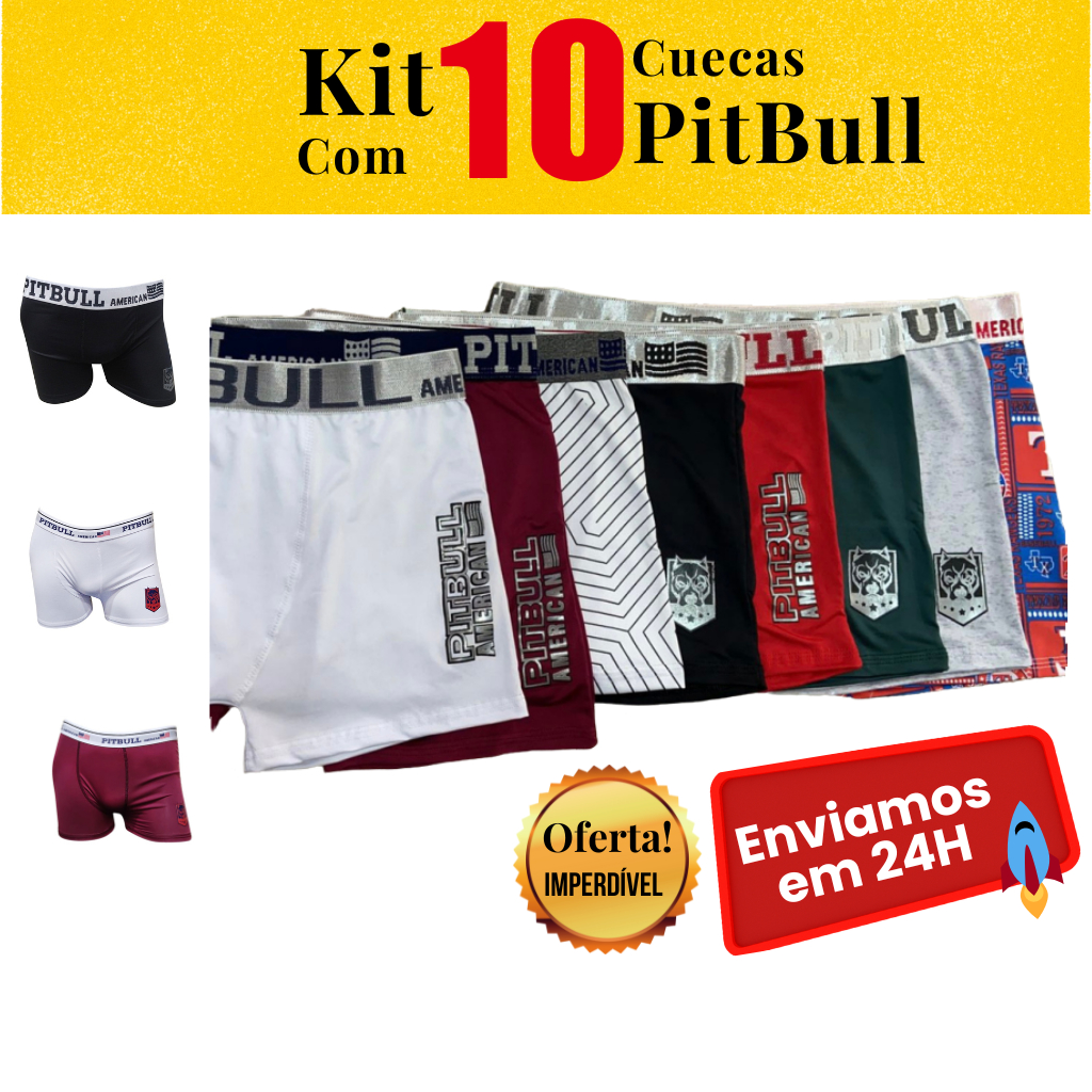 10 Cuecas Pitbull EXG1 EXG2 EXG3 Boxer Masculino Cueca Box Masculina ...