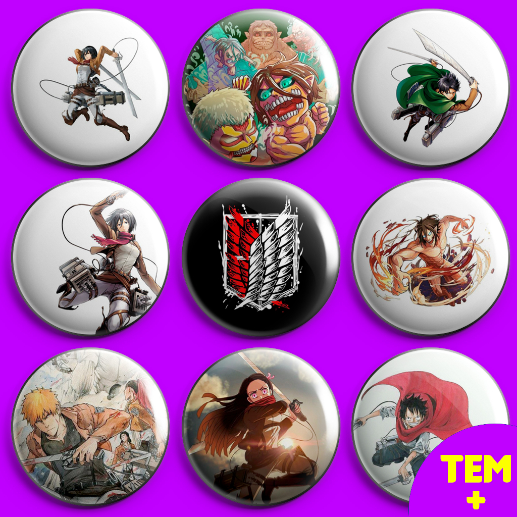 Bottons Anime ATTACK ON TITAN - Botton broche Shingeki de 3,5cm/4,5cm/5 ...