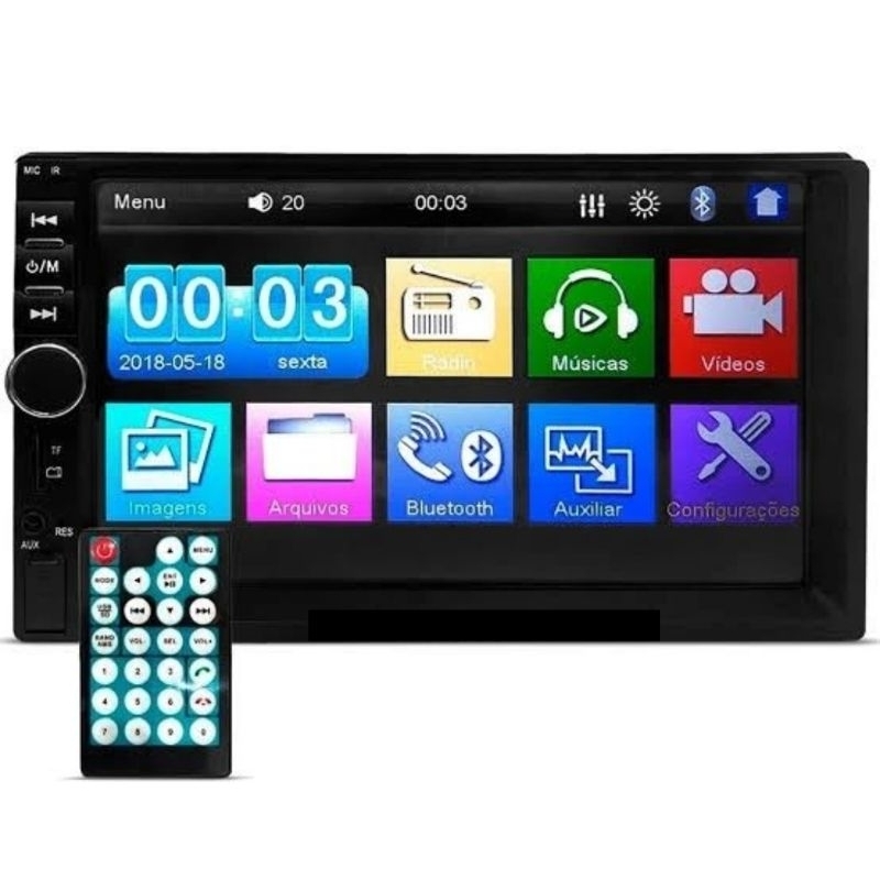Central Multimídia MP5 Universal 2 Din 7 Polegadas com Bluetooth USB Rádio | Shopee Brasil