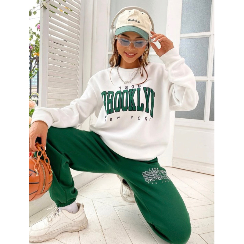 CONJUNTO FEMININO MOLETOM BROOKLIN TENDÊNCIA (P ao GG) | Shopee Brasil