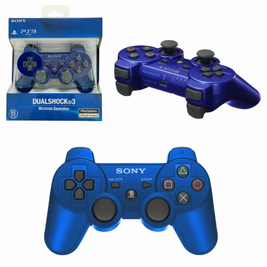 Controle Sem Fio Sony Playstation Ps3 Sixaxis Bluetooth Metallic Blue ...