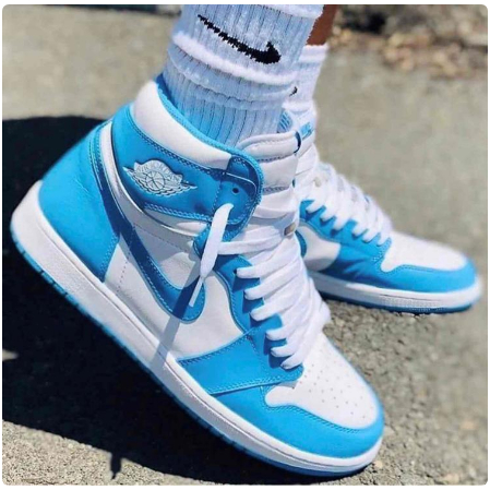 Tenis Jordan 1 Cano alto Botinha Azul Bebe Branco Feminino Masculino ...