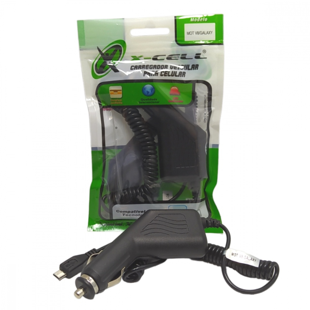 Carregador Veicular Carro Com Cabo V8 X-CELL XC-CV-V8 XC-CV-V8 X-CELL ...