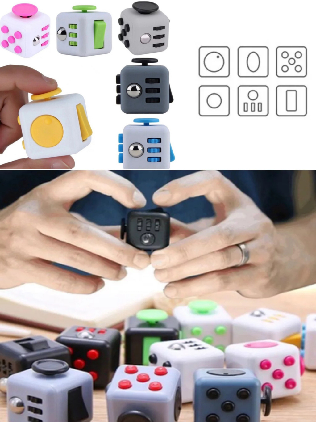 KIT 10/20/30pcs Fidget Toy Cube Cubo Mini Clicker Anti Stress Ansiedade ...