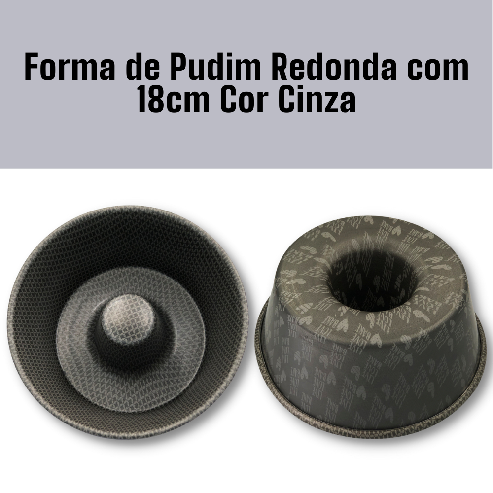 Forma de Pudim Redonda Com 18cm na Cor Cinza | Shopee Brasil