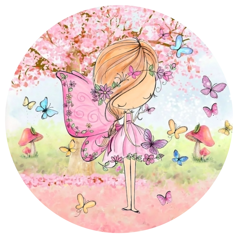 Painel Fadinha Jardim Redondo 1,5 x 1,5 Em Tecido Sublimado C/Elástico | Shopee Brasil