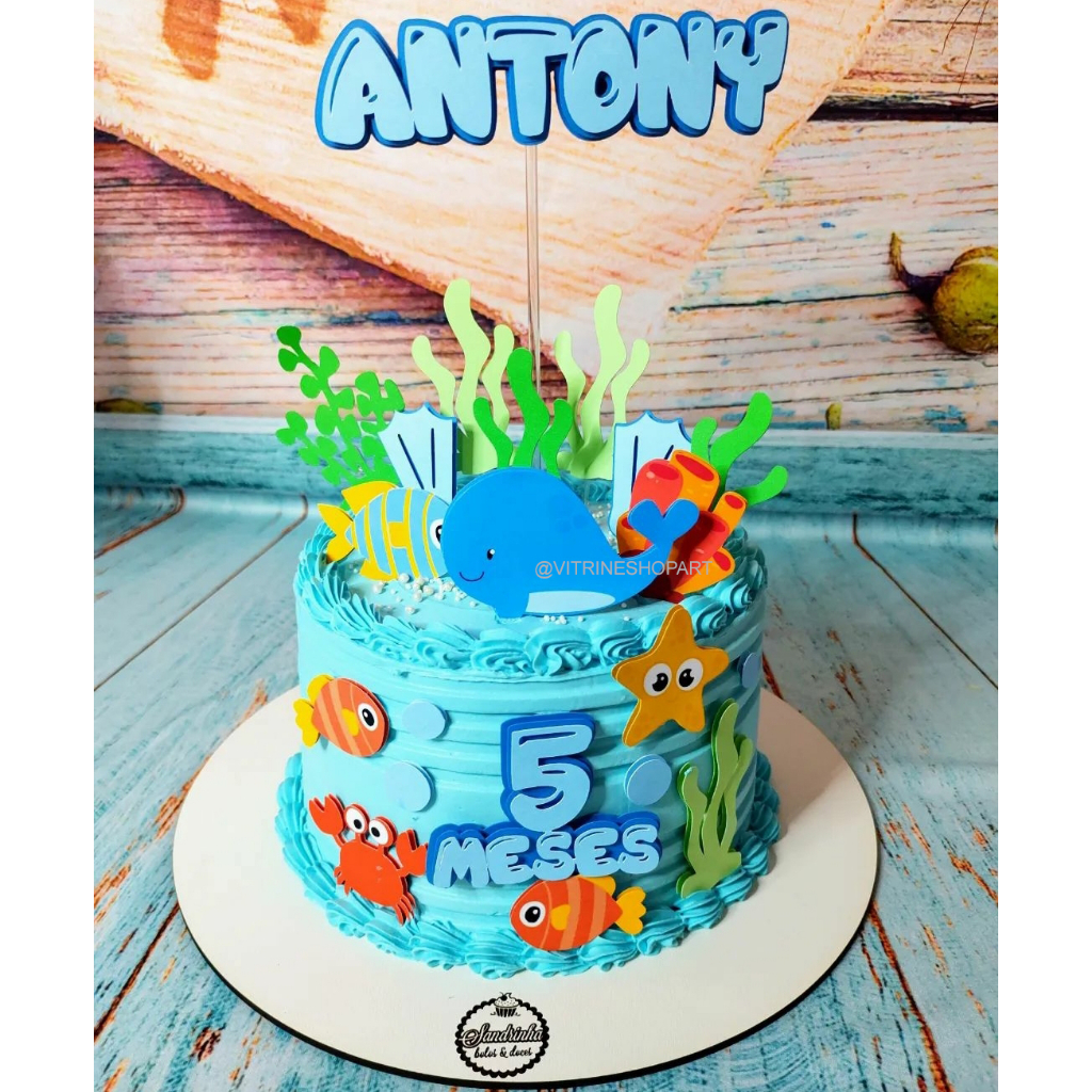 Topo de Bolo Fundo do Mar Topper Mesversario Festa de Aniversario ...