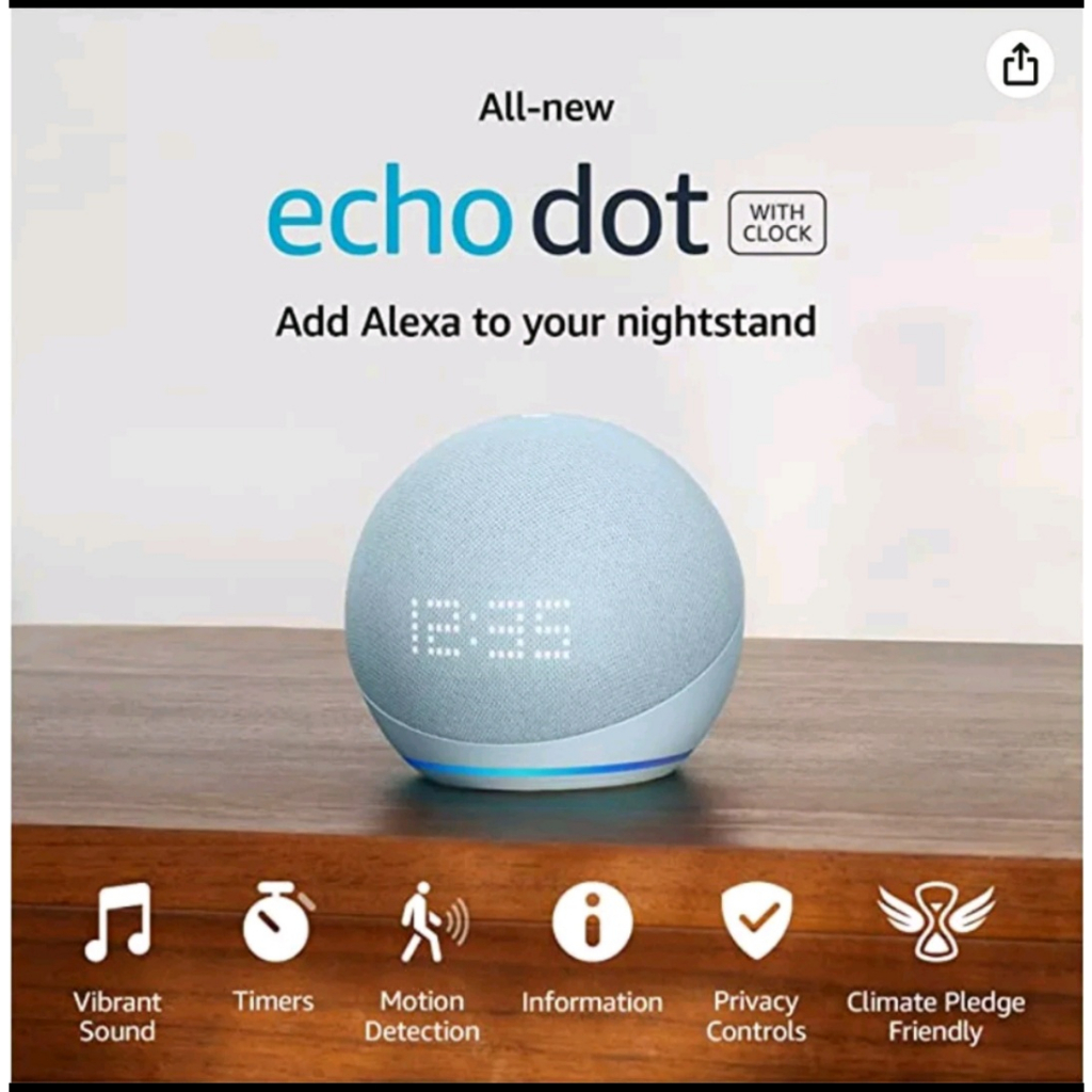 Amazon Echo Dot 5 Com Relógio - Alexa (5ª Geração) Novo Lançamento ...