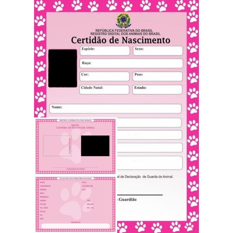 Registro de pet-Certidão+documento ambos plastificados | Shopee Brasil