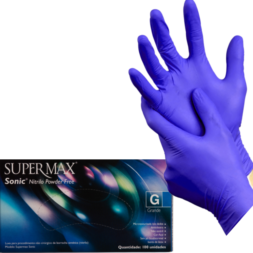 Luvas Nitrilica Sonic Supermax - cx c/100 P M G EG | Shopee Brasil