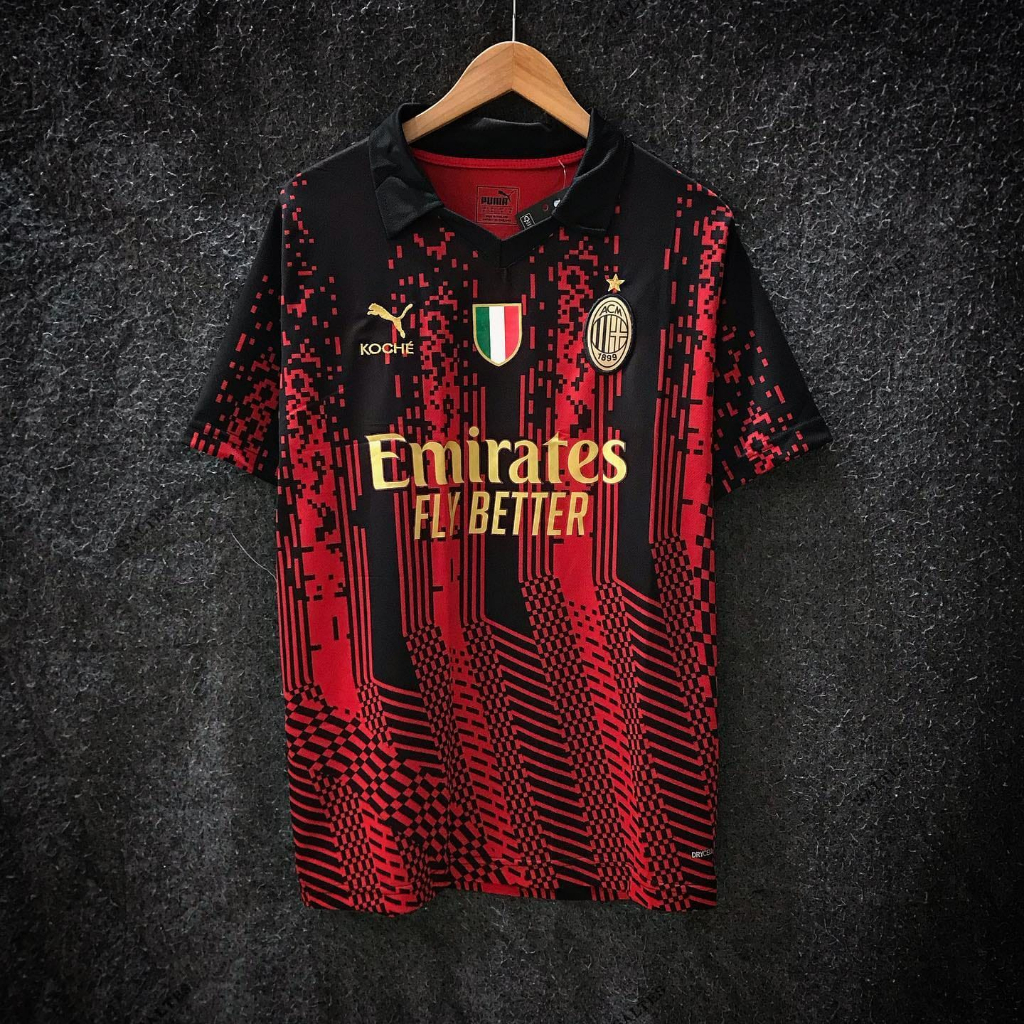 Nova Camisa Milan Polo 2023 Koché Masculina - Vermelha e preto | Shopee ...