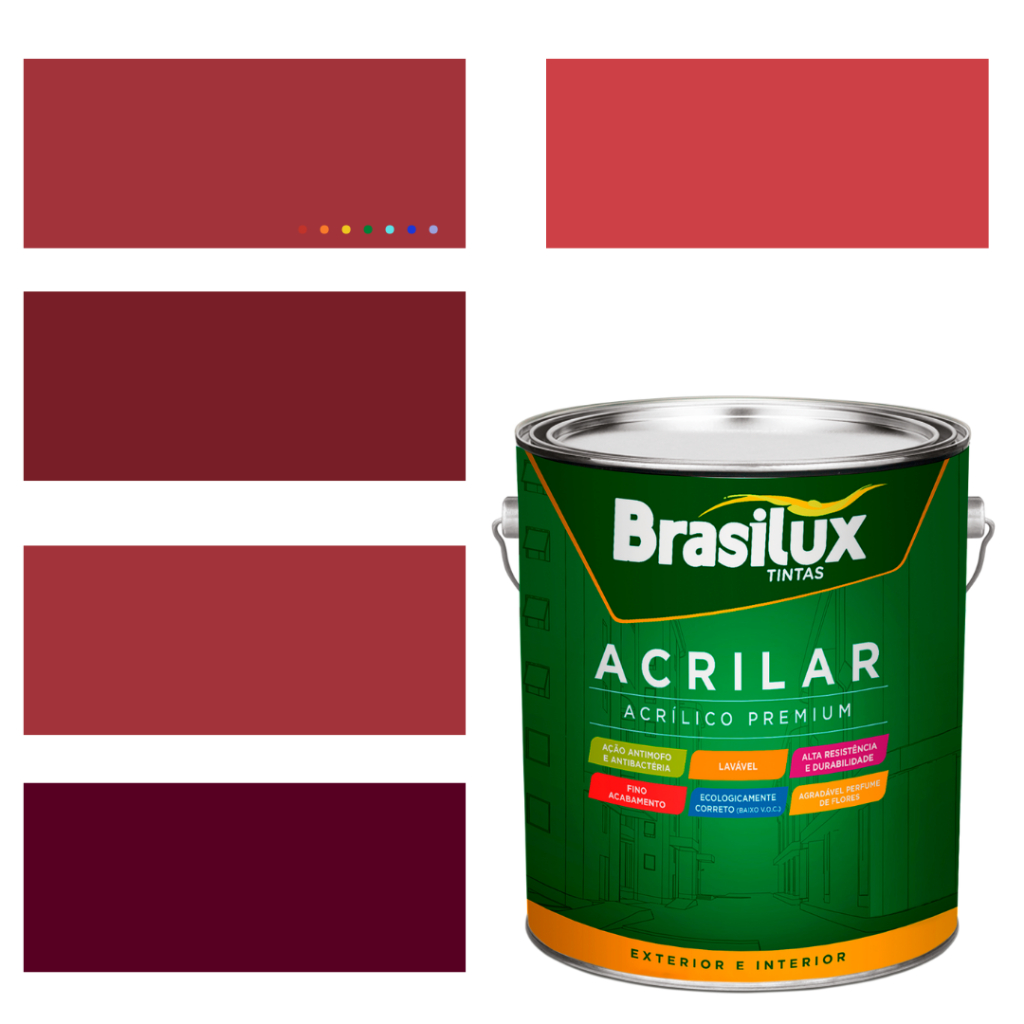 Tinta de Parede Cor Vermelho Amora Acrílica Fosca Antimofo Premium 3,2l ...