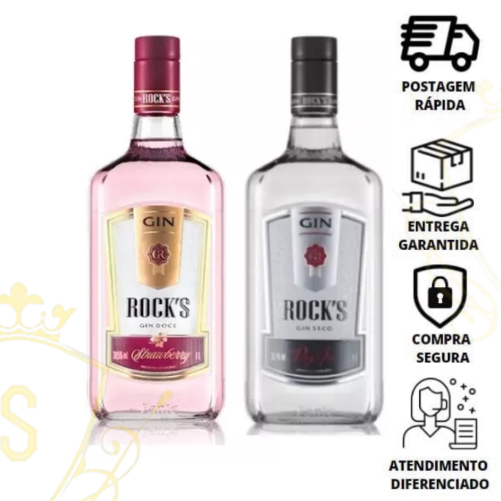 Combo Gin Rocks Strawberry + Gin Rock's Seco 965ml | Shopee Brasil
