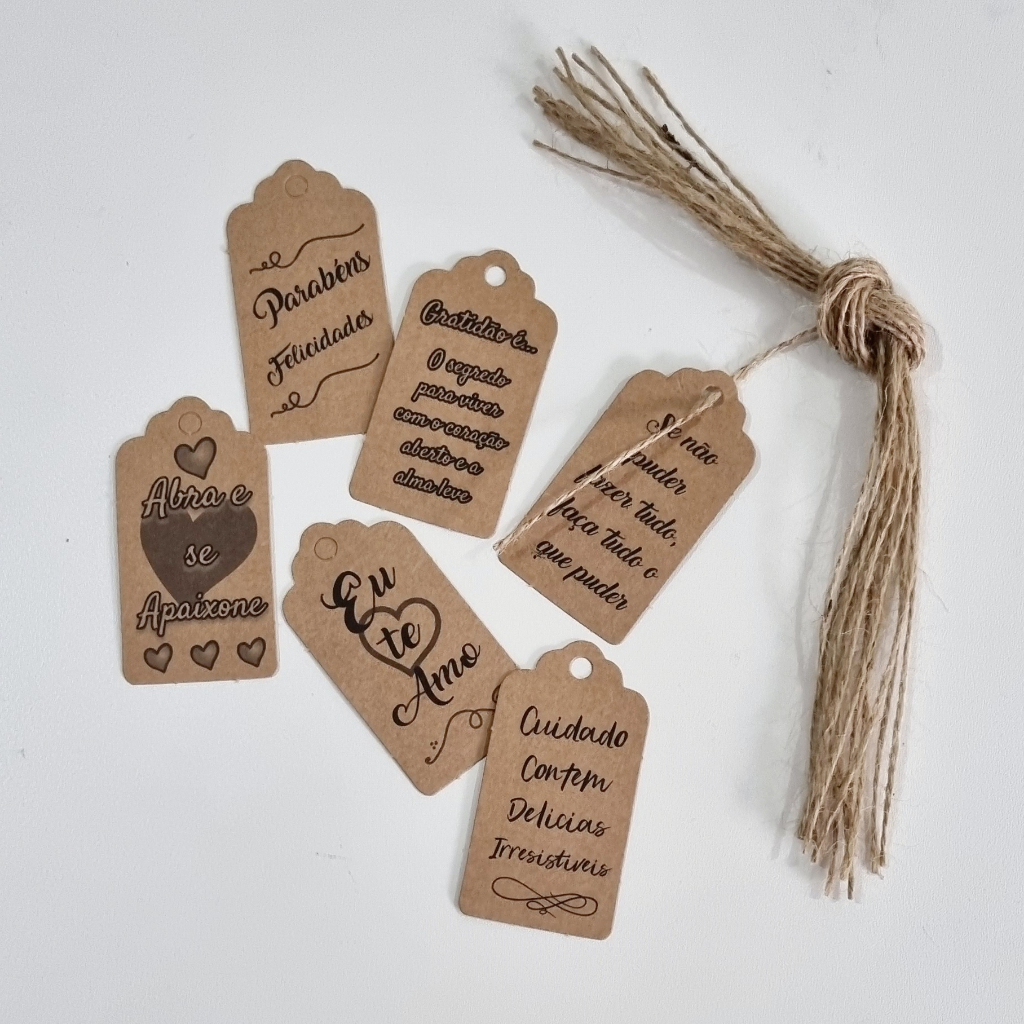 Tag Para Presentes e Lembrancinhas Com Fio de Juta Tag Kraft com Frases ...