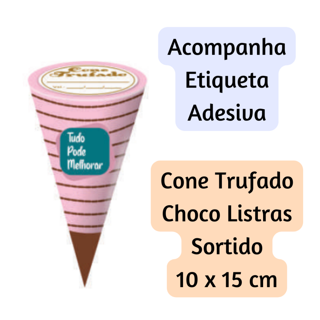 Embalagem Para Cone Trufado com Etiquetas 10x15cm - 50 Und - Carber | Shopee Brasil