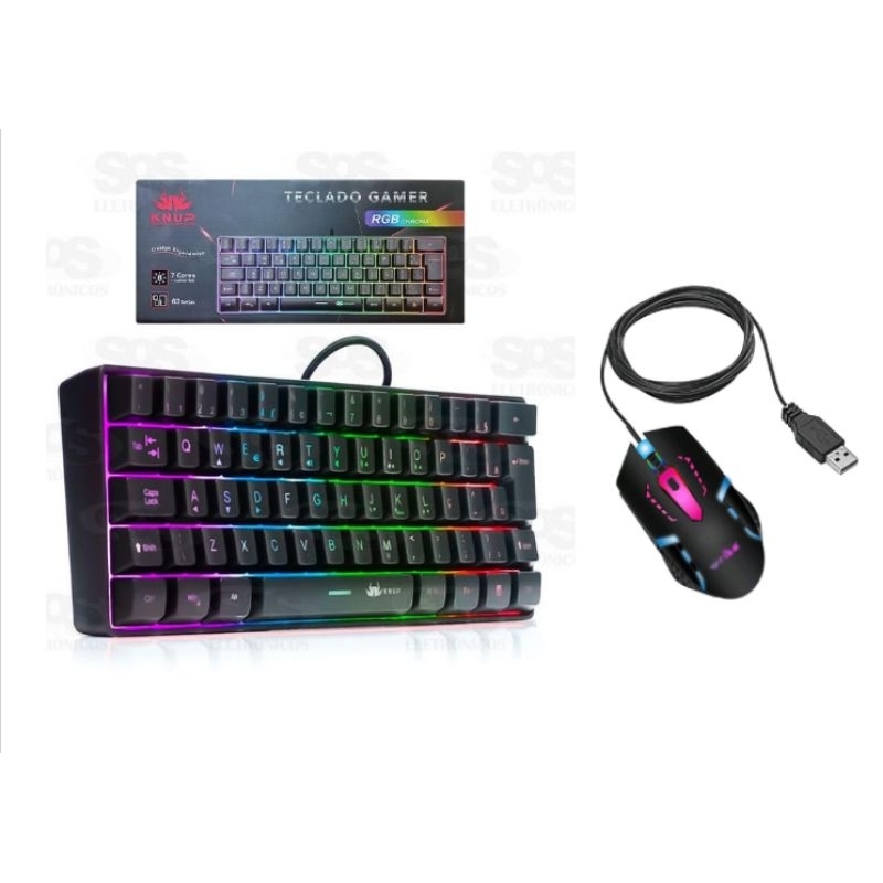 kit teclado gamer semi mecânico LED RGB knup KP-TE106 + mouse | Shopee ...