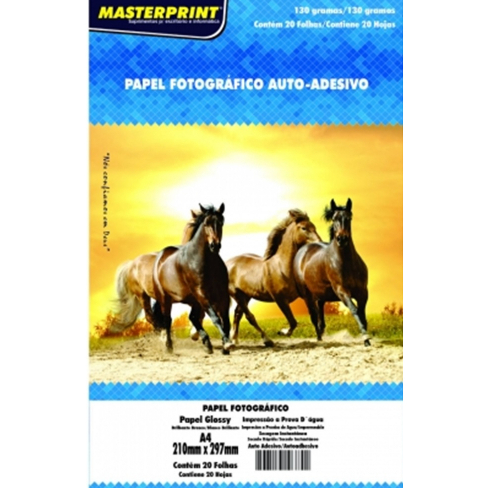 Papel Adesivo Fotográfico A4 130g Masterprint Pacote com 20 Folhas - Corre Que Ta Baratinho
