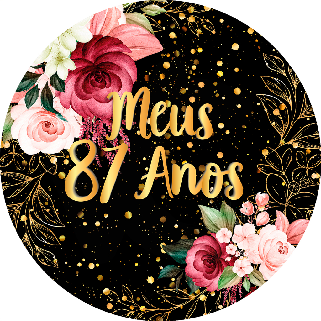Painel De Festa Redondo Em Tecido - Meus 87 Anos Floral 119 | Shopee Brasil