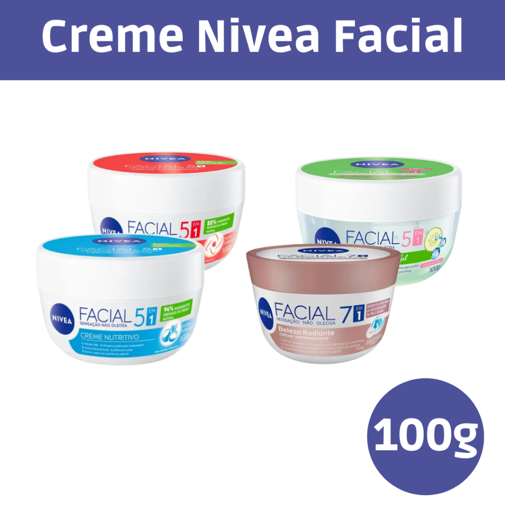 Nivea Creme Facial 100g - Antissinais / Nutritivo / Hidratante / Radiante | Shopee Brasil