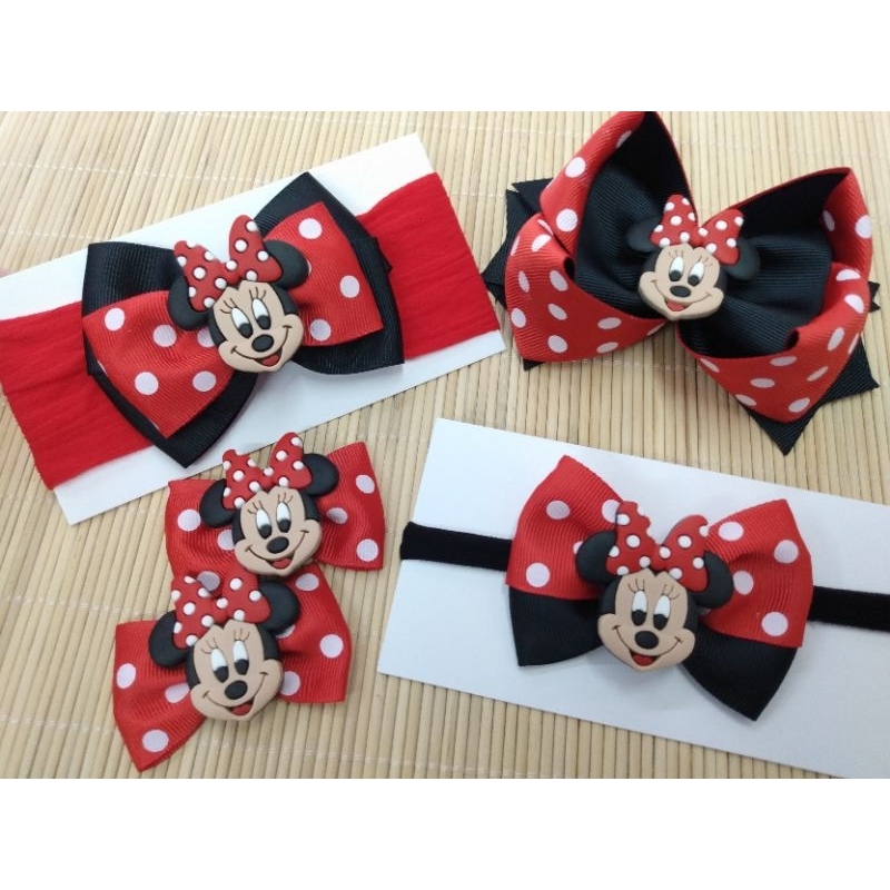 Coleção laço minnie vermelha / faixa de bebê Minnie | Shopee Brasil