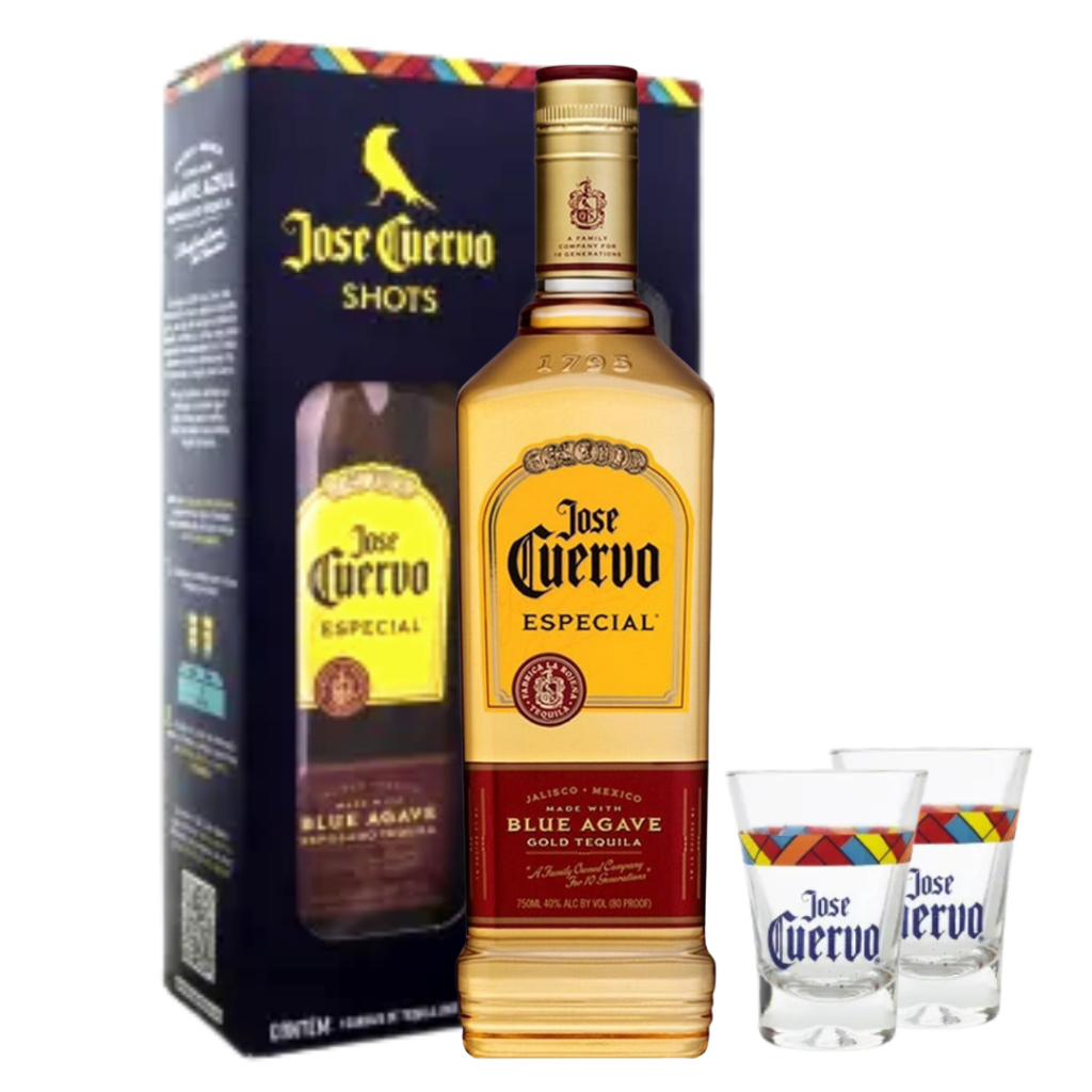 Kit Tequila Jose Cuervo Especial Ouro 750ml + 2 Copos Shot | Shopee Brasil