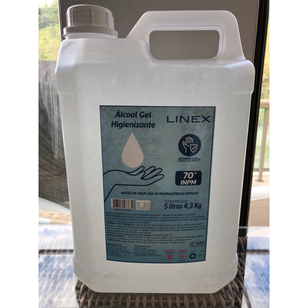 Álcool em Gel 70% 5 Litros Linex - Escorrega o Preço