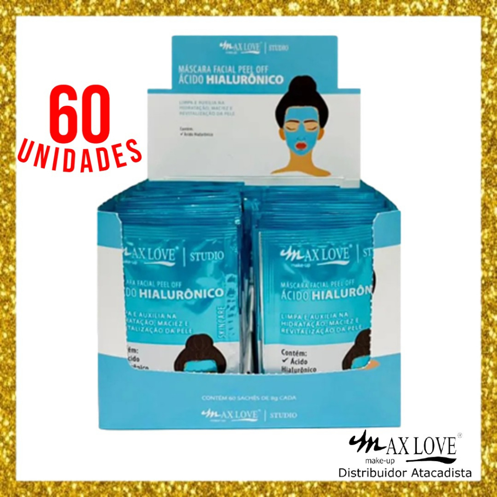 Máscara Facial Max Love Ácido Hialurônico Box com 60 Sachês 8g cada ...