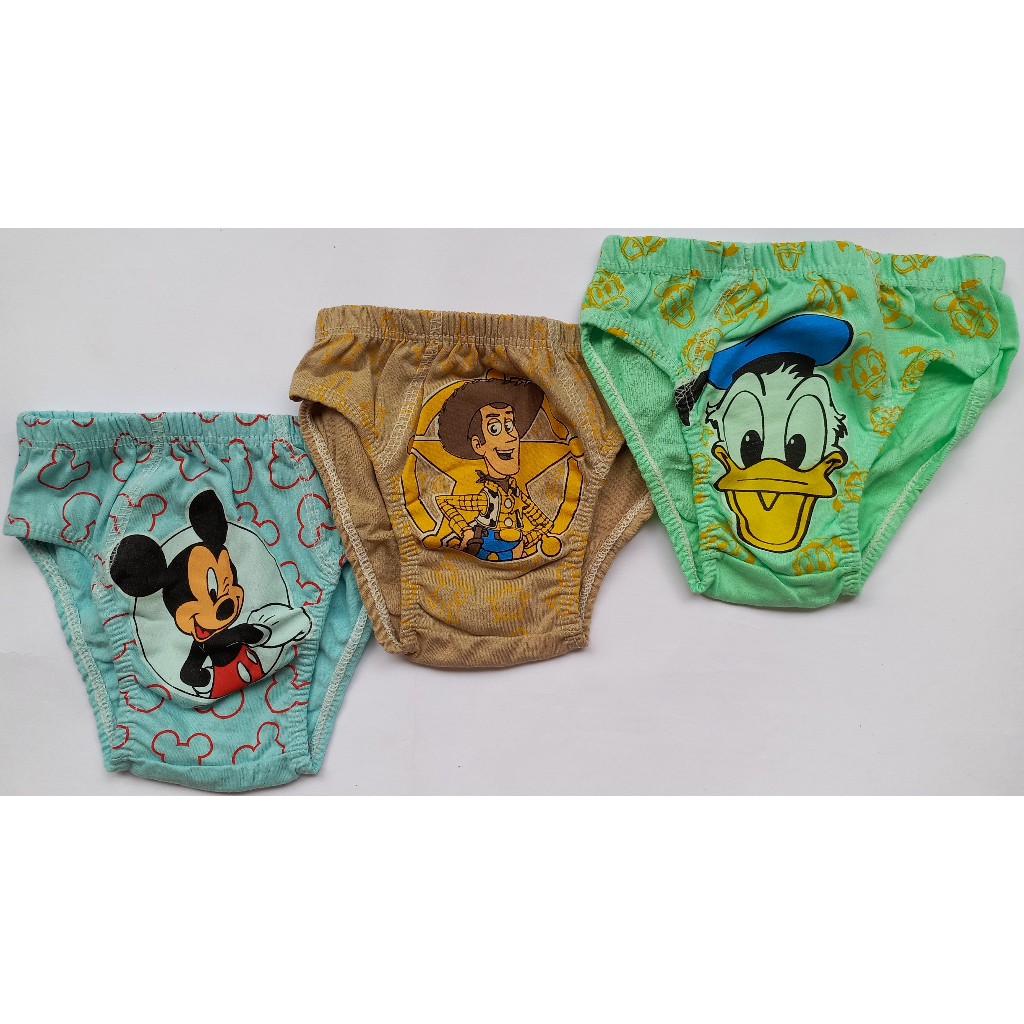 Kit 3 cueca infantil personagem tradicional slip disney | Shopee Brasil