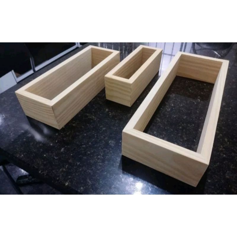 Kit 3 Nicho Retangular Madeirado 30/40/50 Madeira Pinus Decorativo Com ...