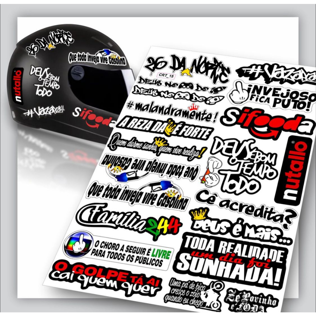 Cartela de Adesivos Personalizados Carro, Moto, Bike, Motocross | Shopee Brasil