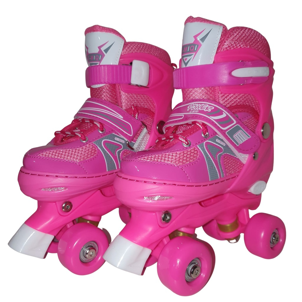 Patins Rosa 4 Rodas Quad Tamanho Regulável Velcro Trava Infantil ...
