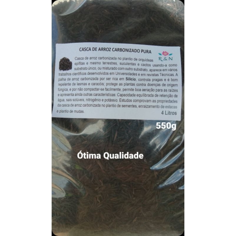 Casca de Arroz Carbonizado Pura 4litros (550g) | Shopee Brasil