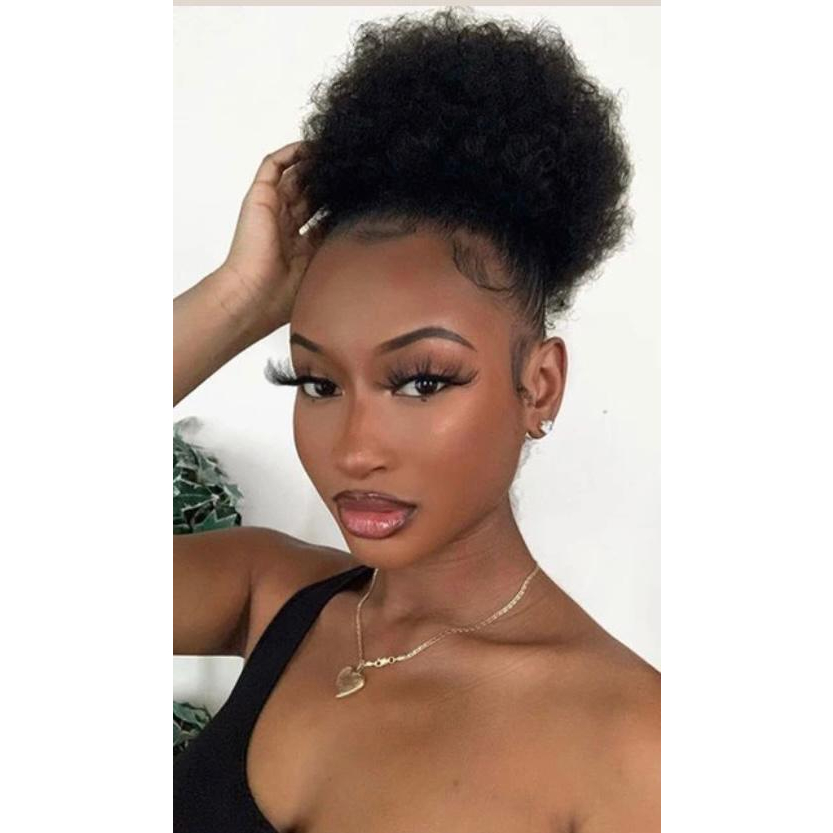 Aplique Coque Afro Puff - Fibra Orgânica - preto | Shopee Brasil