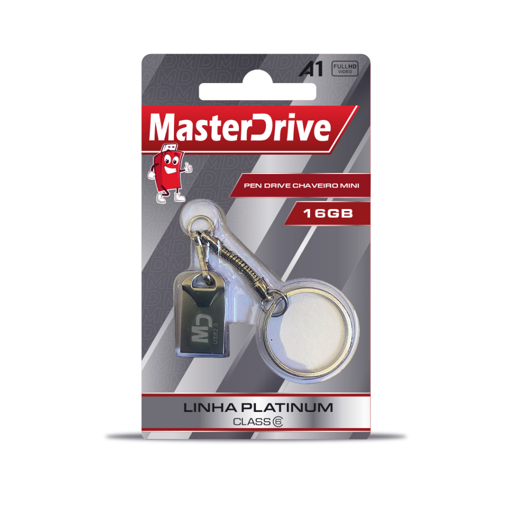 Mini Pendrive 16GB Tipo Chaveiro PLATINUM MasterDrive Original Pen ...