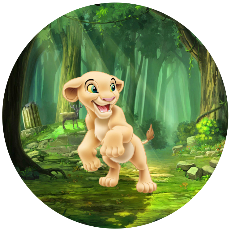 Painel Nala Rei Leão Redondo 1,5 x 1,5 Em Tecido Sublimado C/Elástico ...