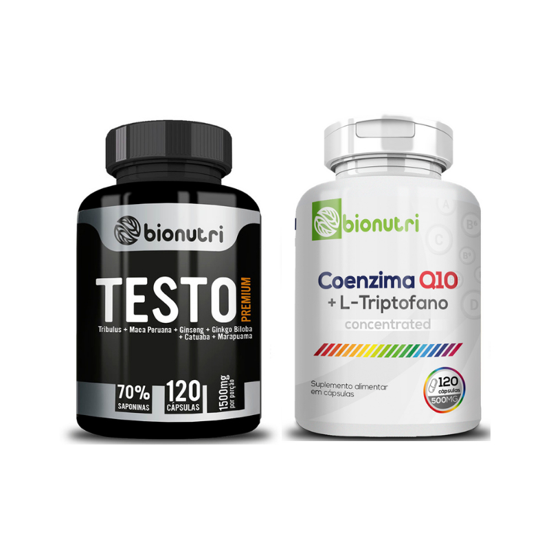Kit Testo Premium + Coenzima Q10 C/ L-Triptofano 120 Cápsulas Bionutri ...