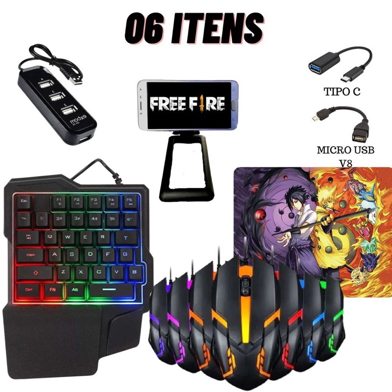 Kit Gamer Mobilador Teclado Mouse P/ Celular Free Fire Pubg Cod ...