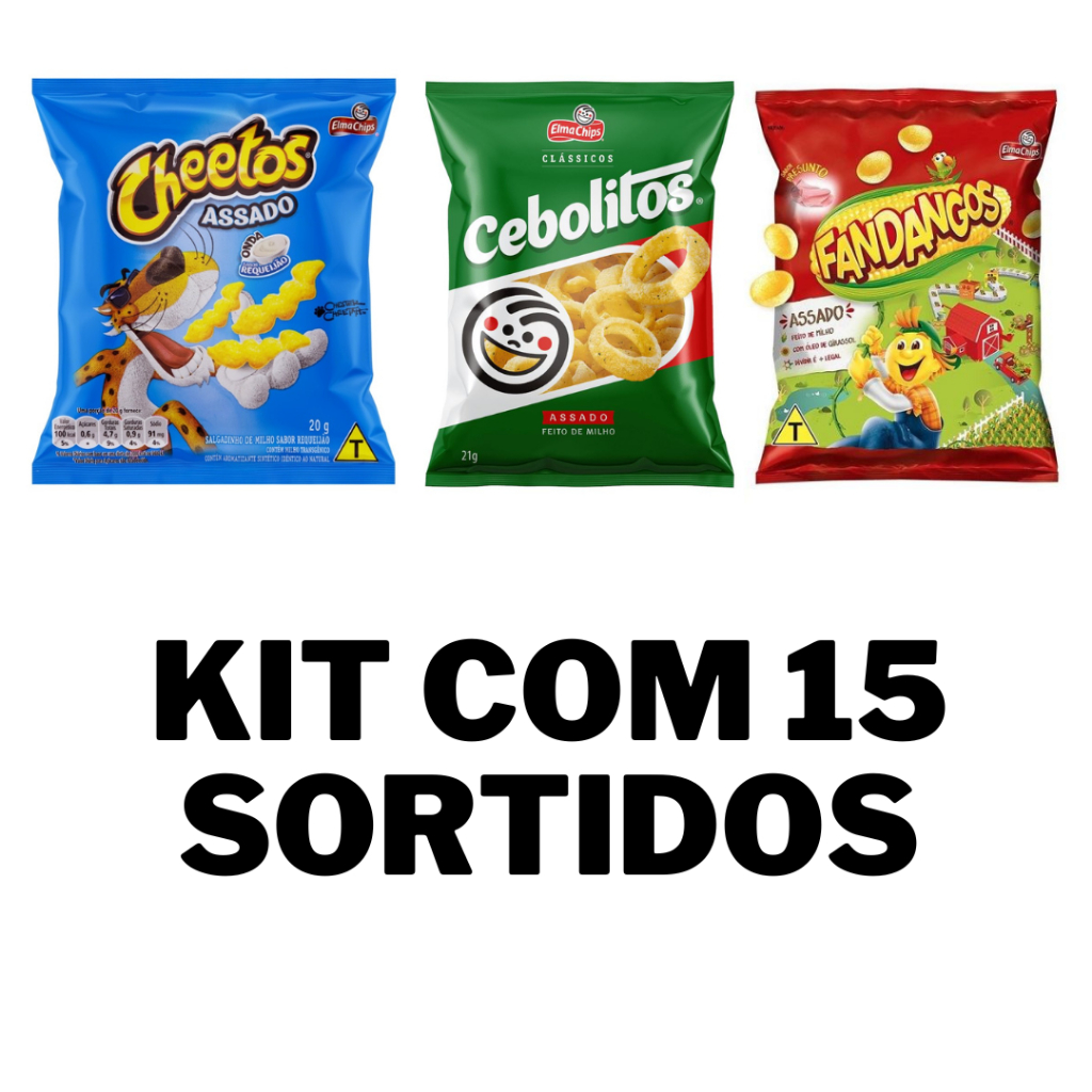 Kit com 15 Salgadinhos Sortidos Cheetos Cebolitos Fandangos | Shopee Brasil