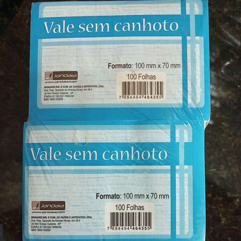 Vale sem Canhoto com 100 folhas - Pacote com 20 unidades Jandáia | Shopee Brasil