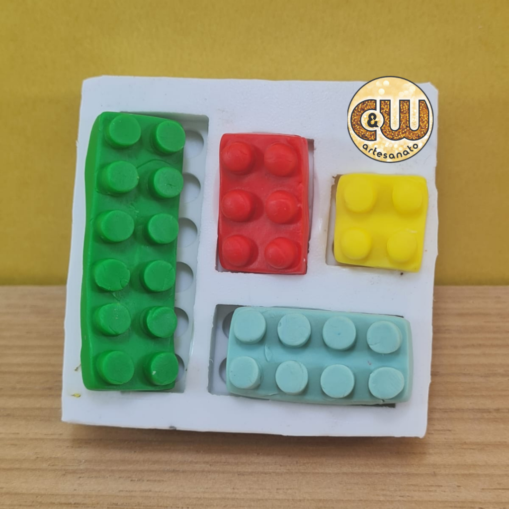 Molde Silicone Lego c/ 4 Confeitaria e Artesanato - Festa | Shopee Brasil